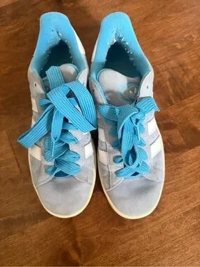 adidas | Shoes | Adidas Light Blue Suede Campus Sneakers With White ...